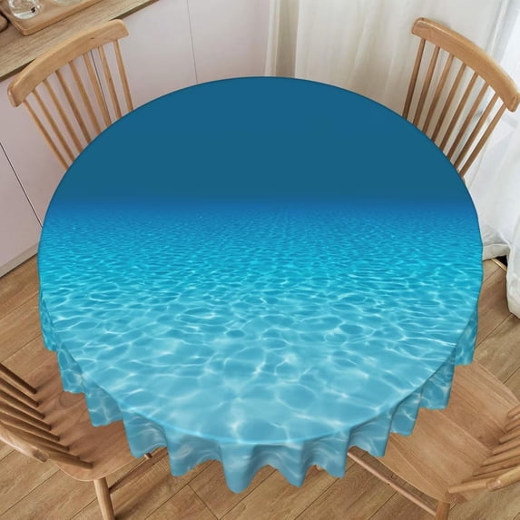 Blue Sea Round Tablecloth 60 Inch Underwater World Clear Sparkling ...