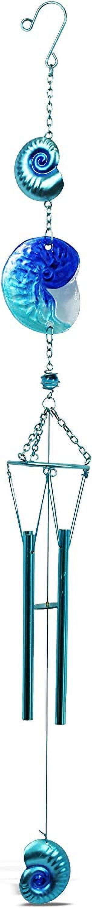 Blue Sea Shell Hanging Sea Glass Wind Chime 31.89 Inch, Nautical ...