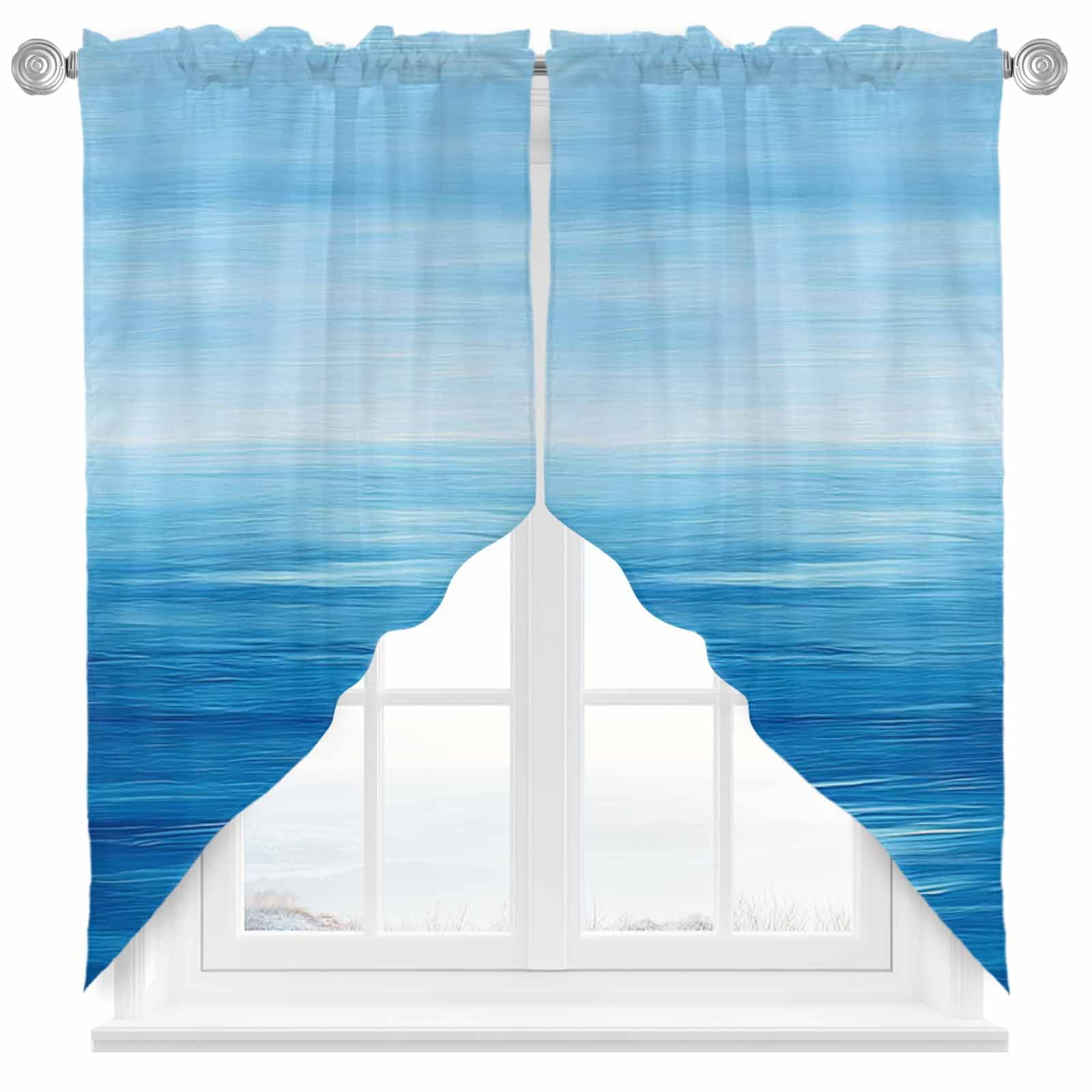 Blue Sea Swag Curtain Valance for Windows, Abstract Gradient Ocean ...