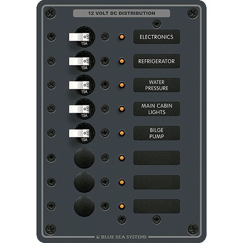 Blue Sea Systems #8023 Standard DC Panel, White Toggle Breakers, 5-15A ...