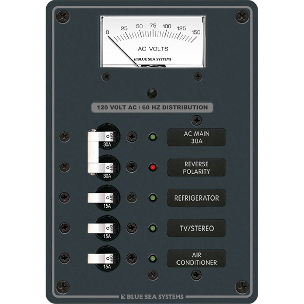 Blue Sea Systems 8043 Std AC 120V 30A Main, 3-15A, Anlg Meter - Walmart.com