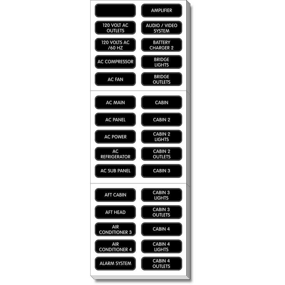 Blue Sea Systems 8067 AC Panel Extended 120 Label Set - Walmart.com