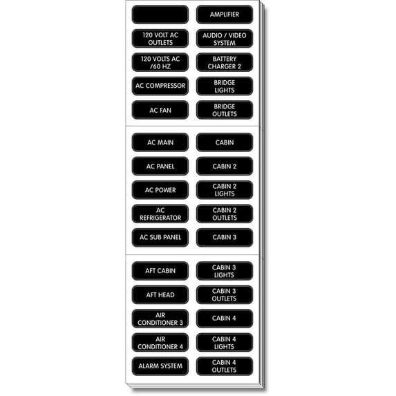 Blue Sea Systems 8067 AC Panel Extended 120 Label Set - Walmart.com