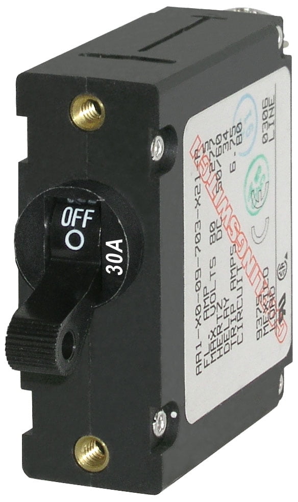 Blue Sea Systems A-Series Black Single Pole Toggle Circuit Breaker ...