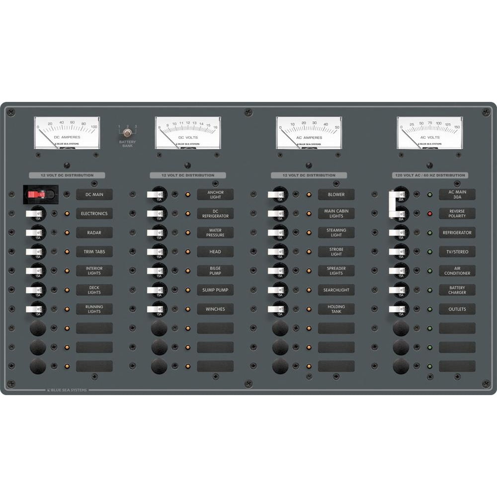 Blue Sea Systems Breaker Panel 30-12V 10-120AC - 8095 - Walmart.com