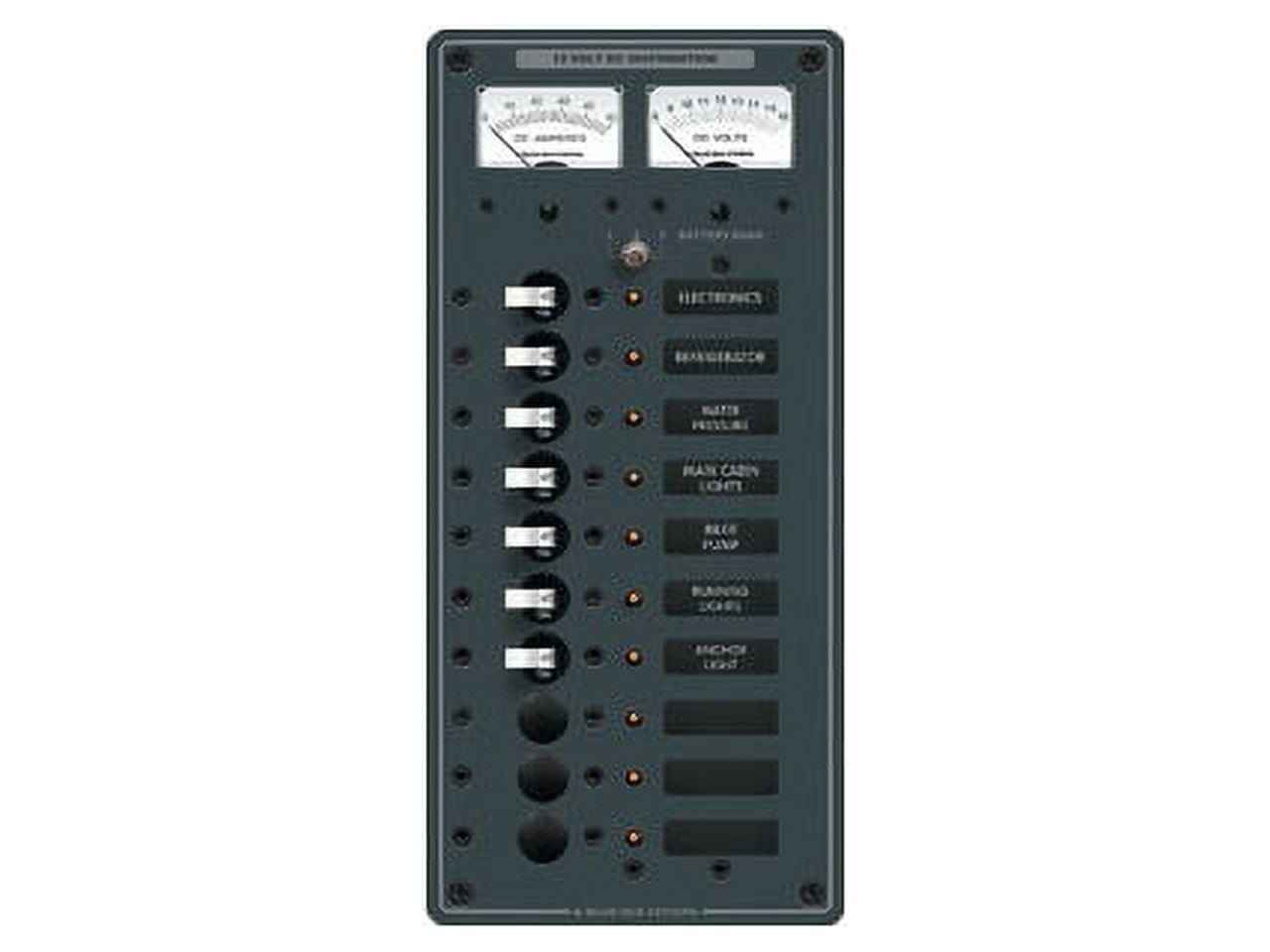 Blue Sea Systems Panel DC 10 Position .V/Ammeter 8082 - Walmart.com