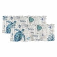 Blue Sea Turtle 2 Panels Kitchen Valance, Beach Happy Place Seashell ...