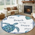 Blue Sea Turtle 6FT Round Area Rugs for Living Room Watercolor Beach ...