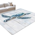 Blue Sea Turtle Area Rugs 5x7ft Vintage Wood Grain Floor Rug Non Slip ...
