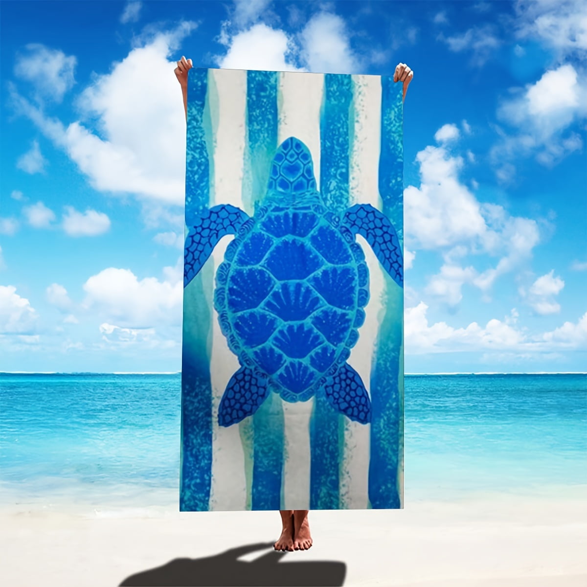 Blue Sea Turtle Beach Towels Blanket Soft & Absorbent Quick Dry ...