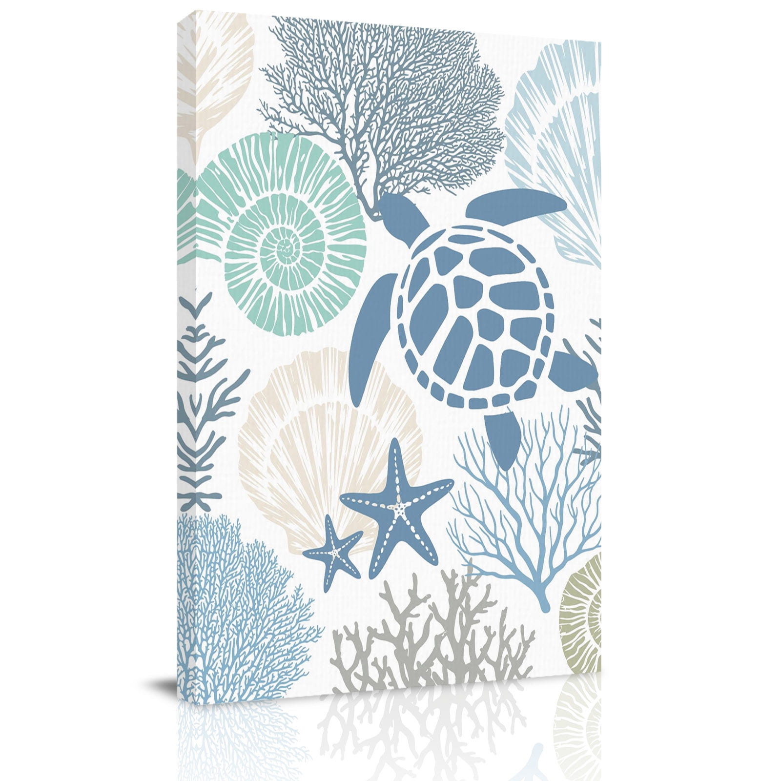 Blue Sea Turtle Canvas Wall Art for Living Room, Nautical Ocean ...