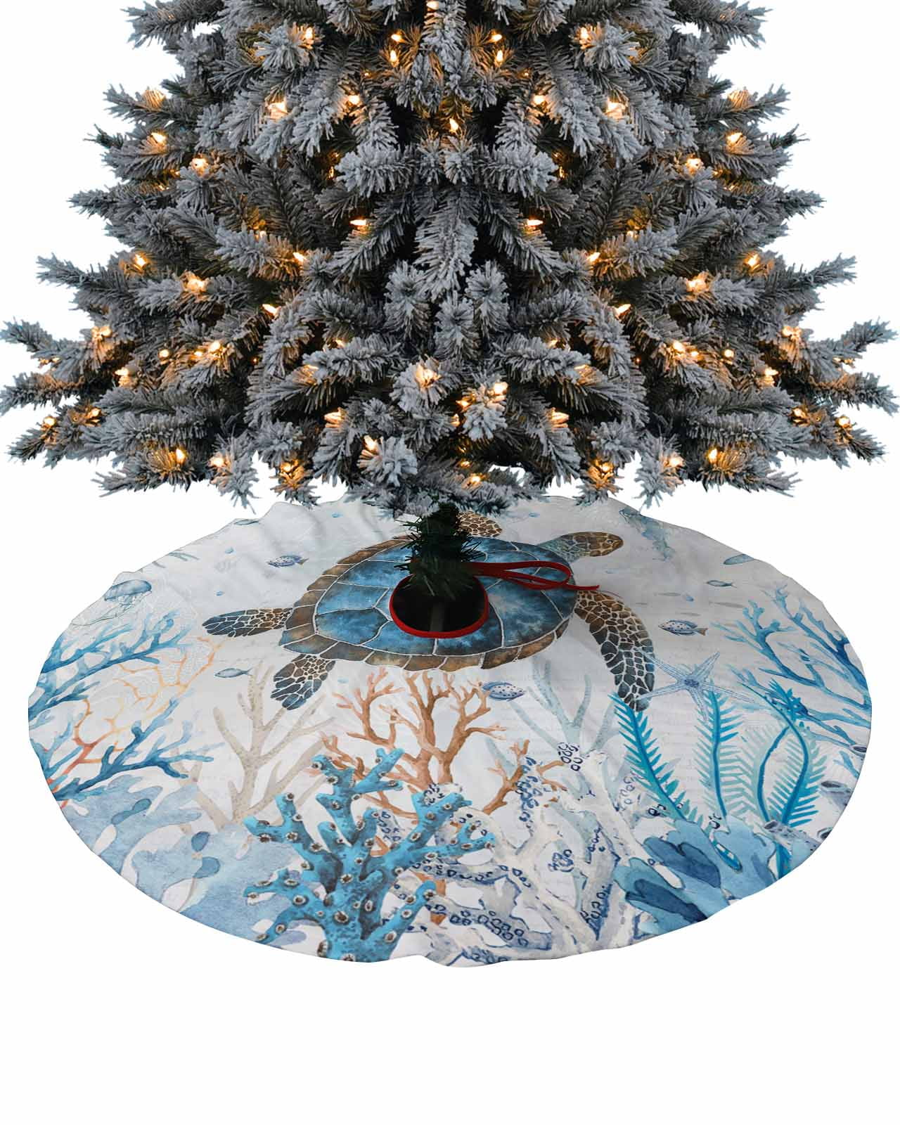 Blue Sea Turtle Christmas Tree Skirt 48 Inches Large Christmas Skirt ...