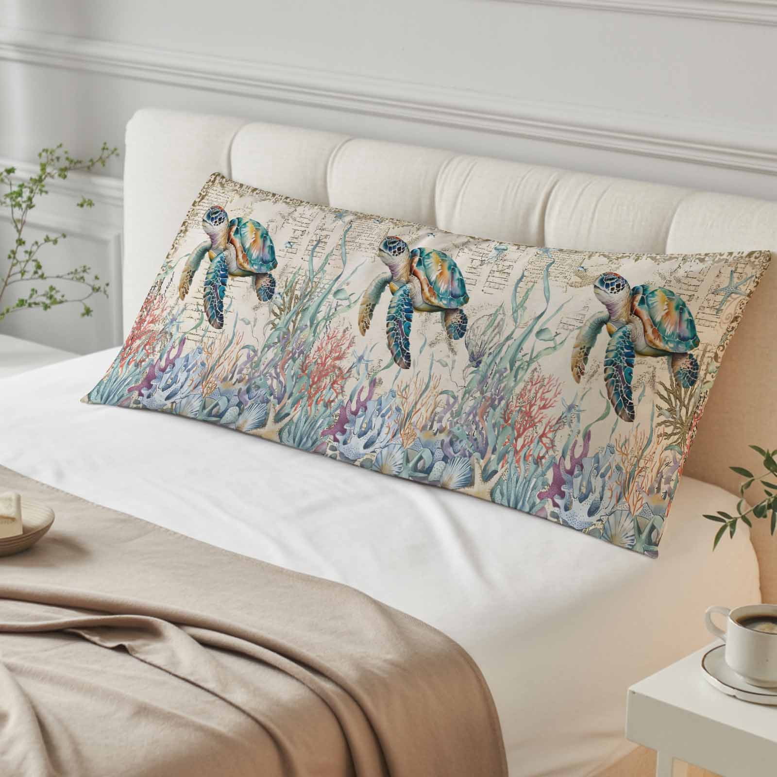 Blue Sea Turtle Coastal Body Pillow Cover, Pillowcase Protectors with ...