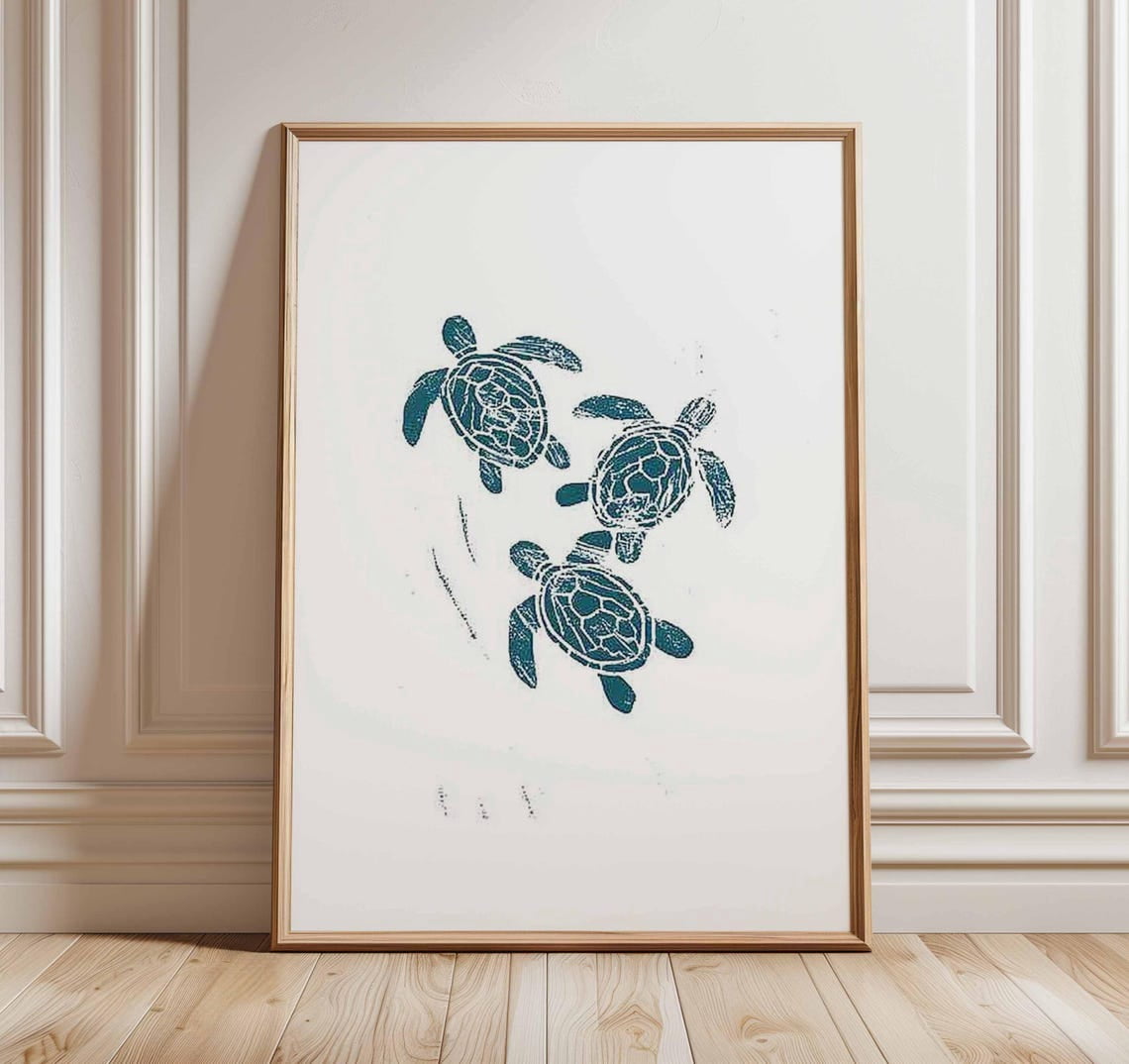 Blue Sea Turtle Coastal Ocean Nautical Life for Beach House Marine ...