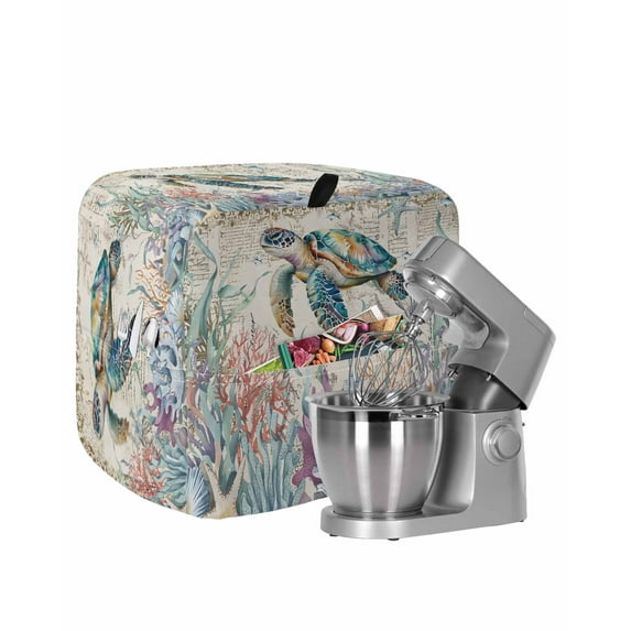 Blue Sea Turtle Coastal Stand Mixer Dust Cover with Storage Pocket ...