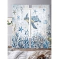 Blue Sea Turtle Coral Shells Starfish Sheer Curtains 2 Panels Set Conch ...