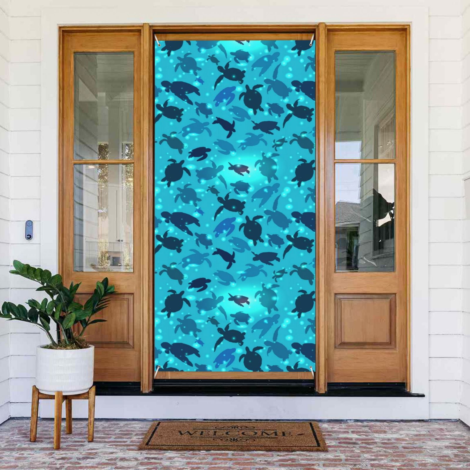 Blue Sea Turtle Door Cover Decoration Backdrop Banner Porch Sign ...