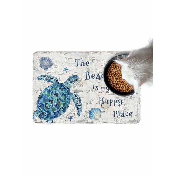 Blue Sea Turtle Doormat The Beach Is My Happy Place Starfish Shell Love ...