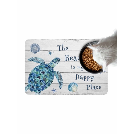 Blue Sea Turtle Doormat The Beach Is My Happy Place Starfish Shell Love ...