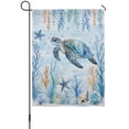 Blue Sea Turtle House Flag 28 x 40 Inches, Nautical Coastal Starfish ...