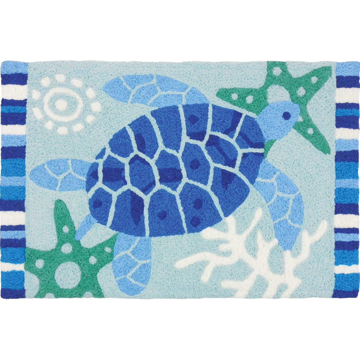 Blue Sea Turtle Jellybean Accent Washable Rug 20" x 30" JB-SZ017 ...