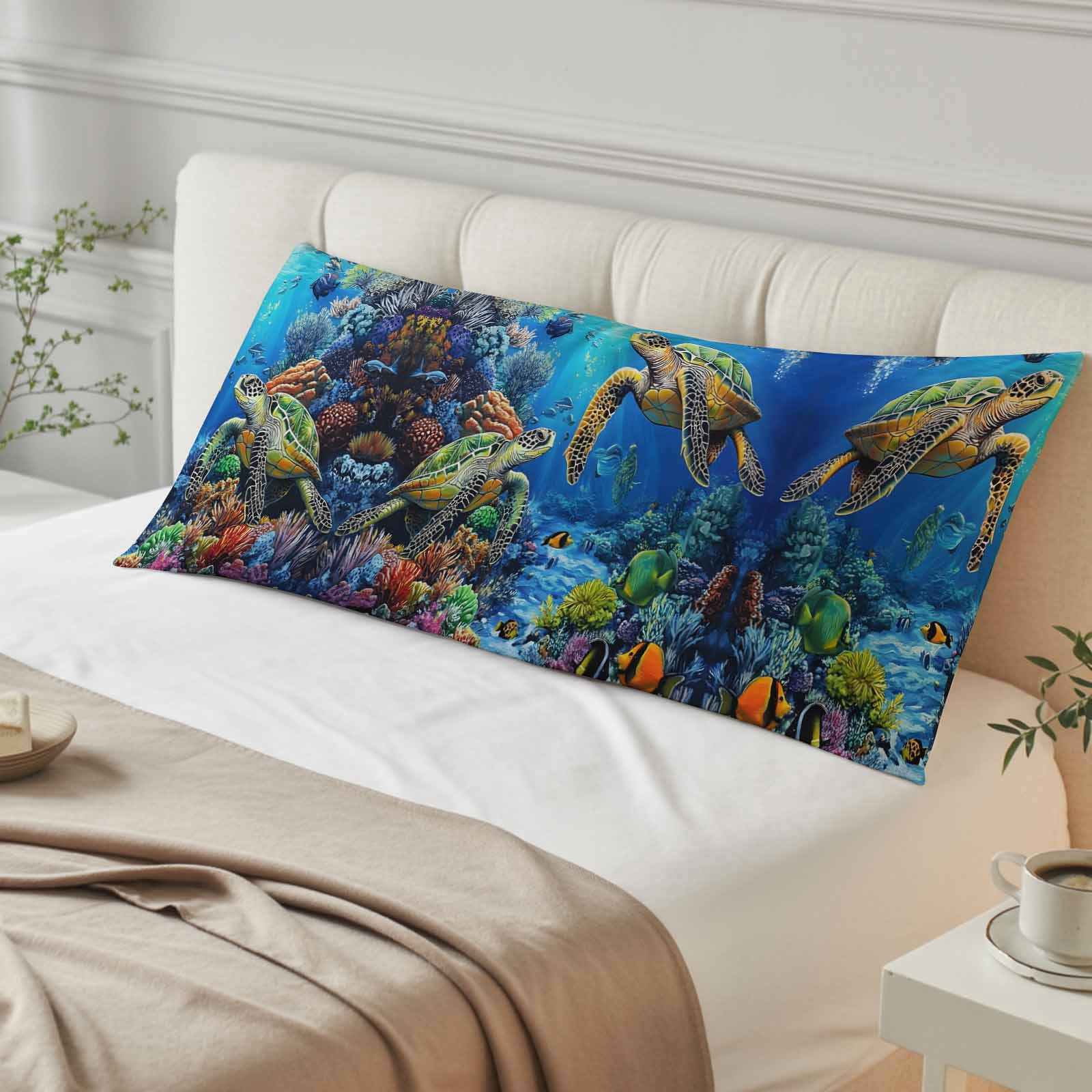 Blue Sea Turtle Ocean Body Pillow Cover, Pillowcase Protectors with ...