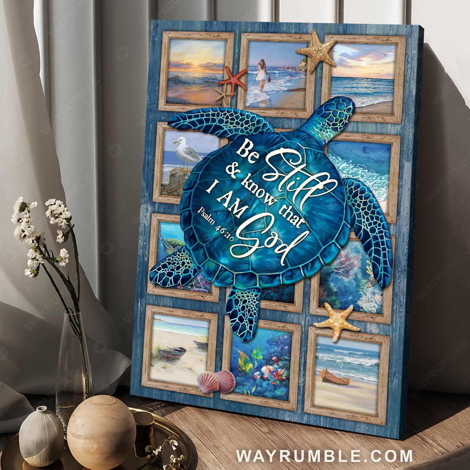 Blue Sea Turtle Ocean Vibe Colorful Starfish Be Still And Know That I ...