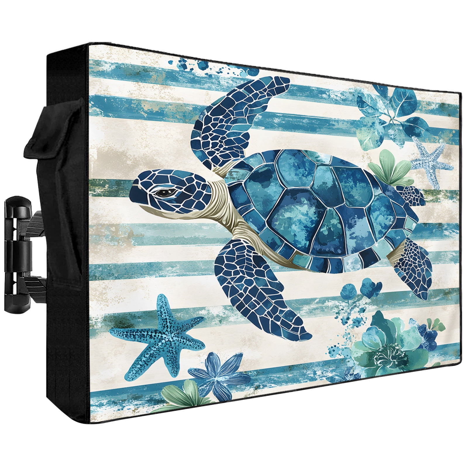 Blue Sea Turtle Outdoor TV Cover 52 to 55 inch Blue Floral Starfish ...