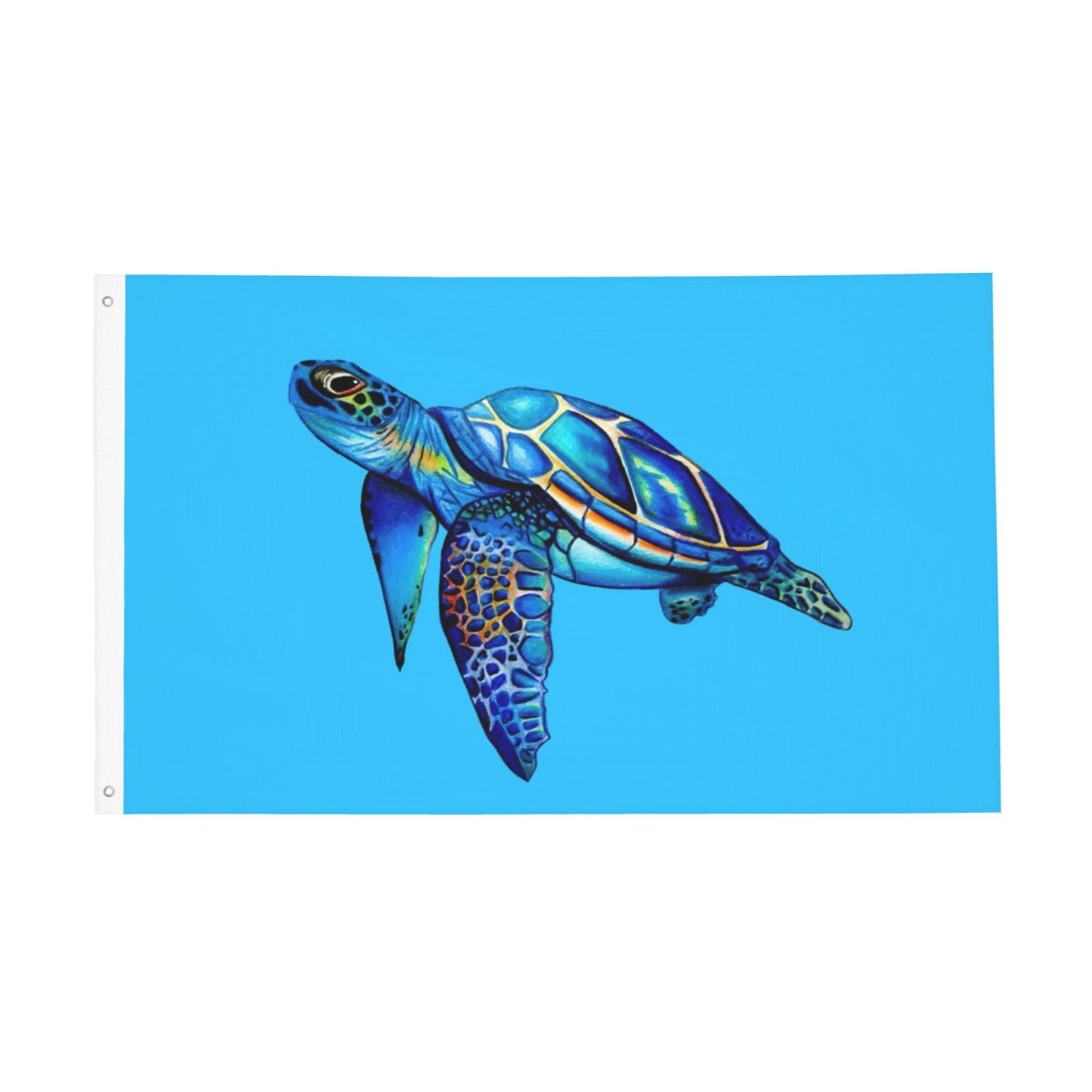 Blue Sea Turtle Pattern Flag 3x5 Ft Outdoor Indoor With Grommet Garden ...