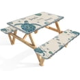 Blue Sea Turtle Picnic Table Cover with Bench Covers Beach Happy Place ...