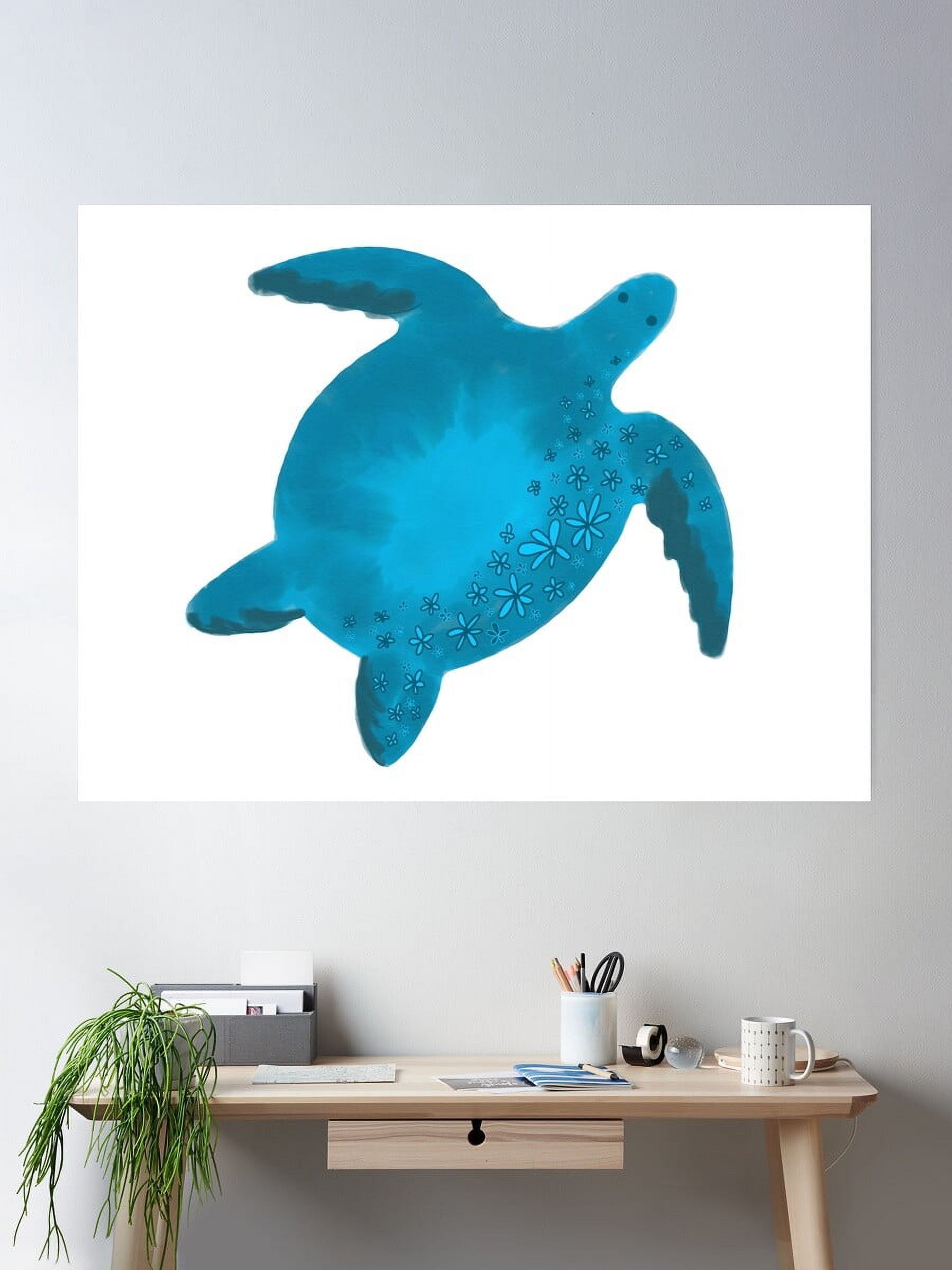 Blue Sea Turtle Poster Wall Art, Modern Wall Decor For Living Room ...