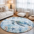 Blue Sea Turtle Round Living Room Rugs 6 ft, Nautical Coastal Starfish ...