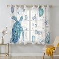Blue Sea Turtle Sheer Curtains 45 Inch Long 2 Panels, Beach Happy Place ...