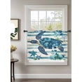 Blue Sea Turtle Sheer Curtains 54 Inch Long 1 Panel Blue Floral ...