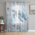 Blue Sea Turtle Sheer Curtains for Living Room Bedroom, Nautical ...
