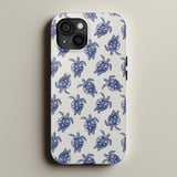 Blue Sea Turtle Sketch Pattern Case iPhone 17 16 15 14 13 12 11 Pro Max ...