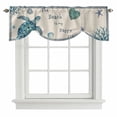 Blue Sea Turtle Tie Up Valance Curtains Beach Happy Place Seashell ...