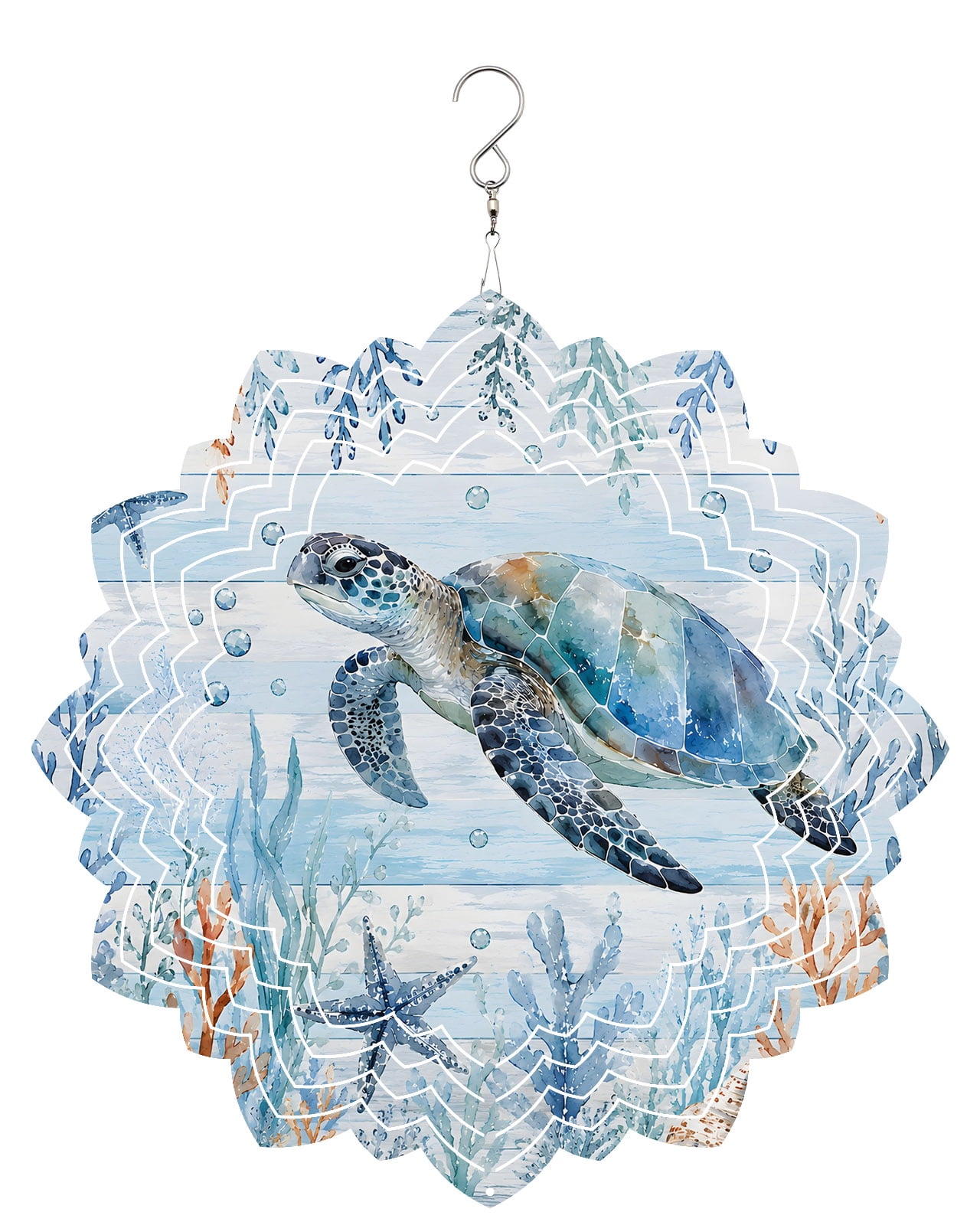 Blue Sea Turtle Wind Spinner for Garden Yard 8In, Nautical Coastal ...