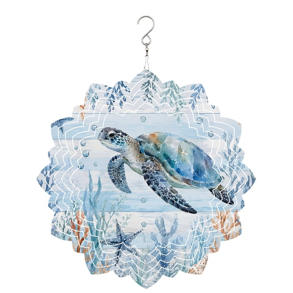 Blue Sea Turtle Wind Spinner for Garden Yard 8In, Nautical Coastal ...