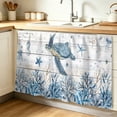 Blue Sea Turtles Cabinet Curtain 28"W x 51"L, Coastal Ocean Sea ...