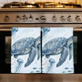 Blue Sea Turtles Kitchen Towels Set of 2, Summer Ocean Coastal ...