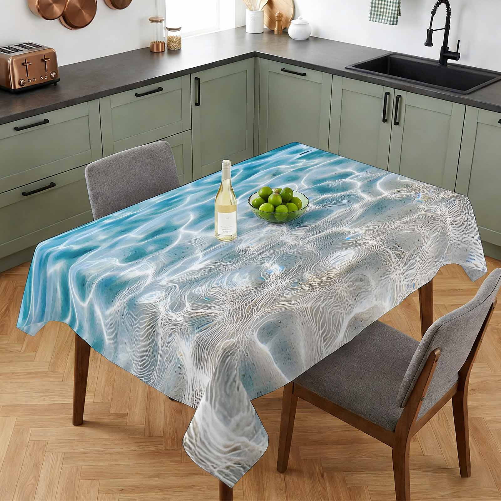 Blue Sea Water Ripple Table Cloth 52x70in, Waterproof Rectangle ...