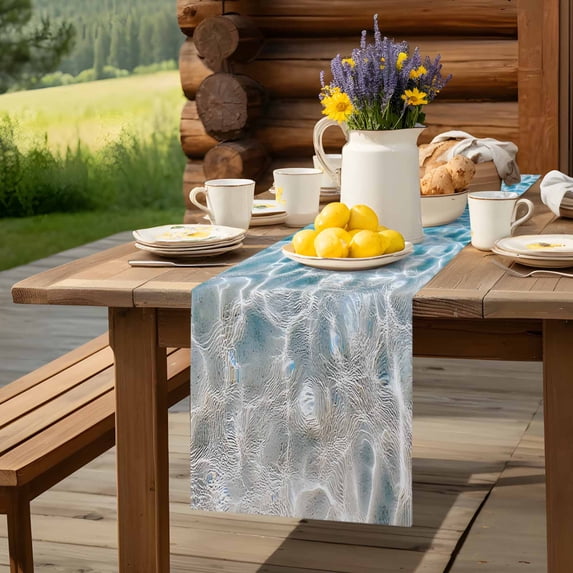 Blue Sea Water Ripple Table Runner 70 Inch Long Ocean Seabed Table ...