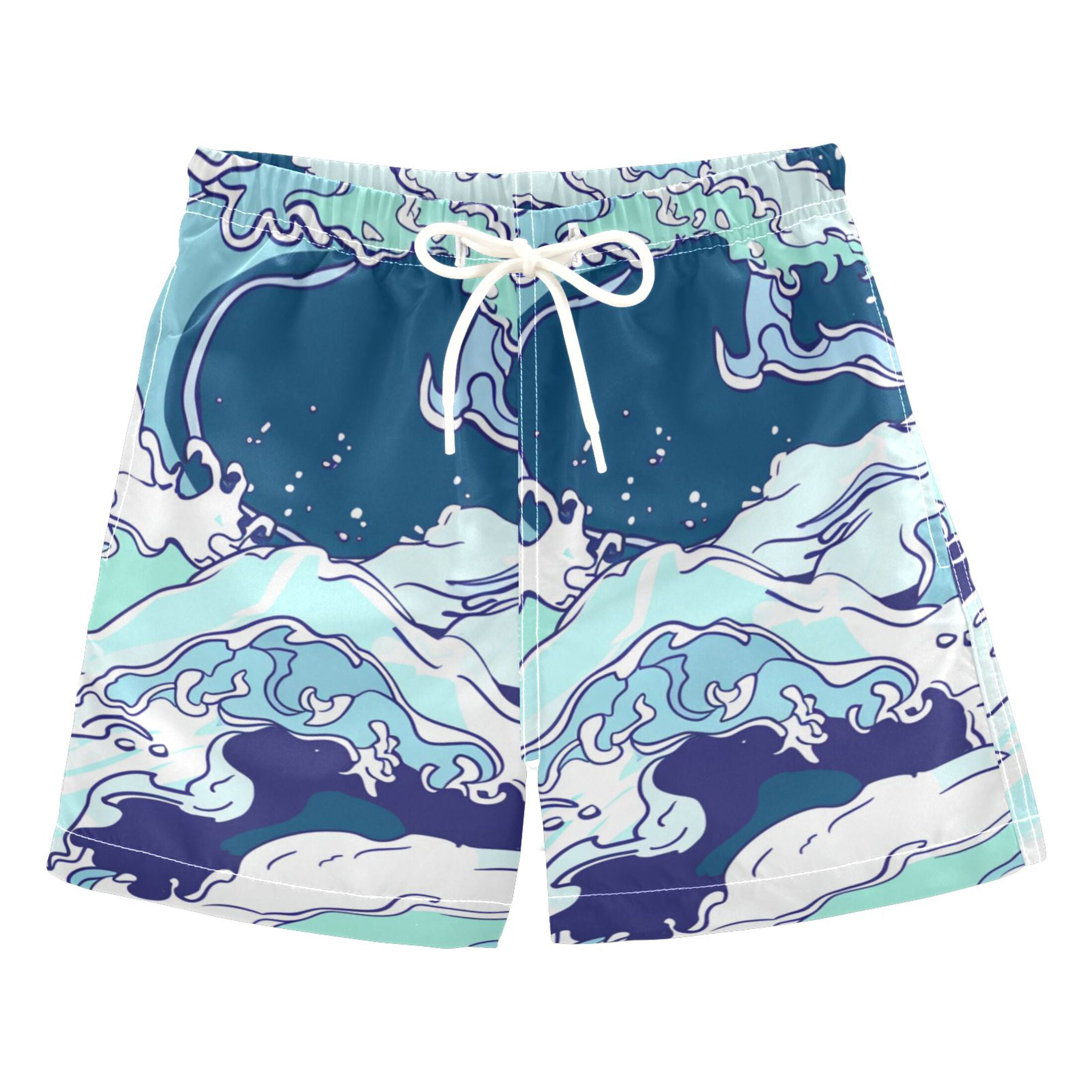 Blue Sea Waves Boys' Swim Trunks Board Shorts Beach Pants Bathing ...