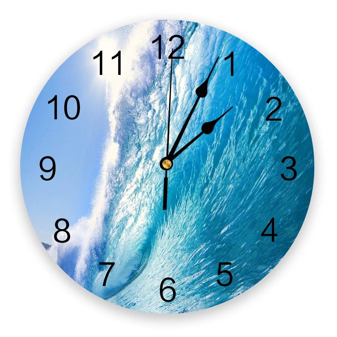 Blue Sea Waves Scenery Wall Clock Home Decor Bedroom Silent Oclock ...