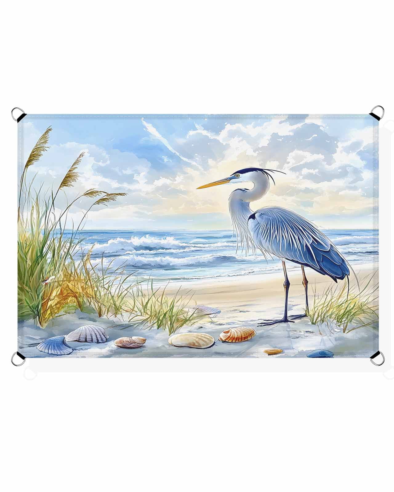 Blue Seabird Sun Shade Sail 12'X16' Sea Wave Blue Sky Reed Seaside ...
