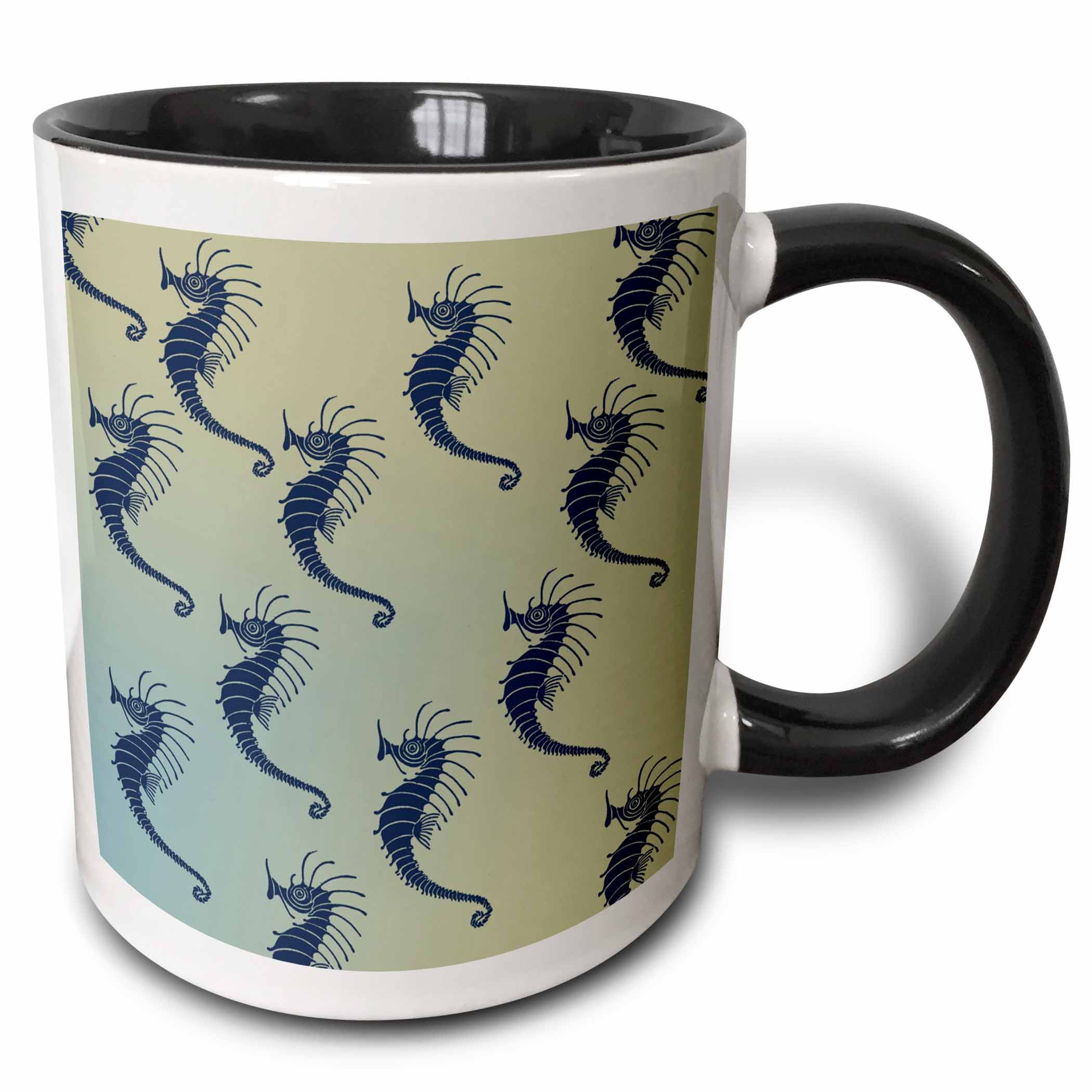 Blue Seahorse Beach Theme Art 11oz Two-Tone Black Mug mug-179077-4 ...