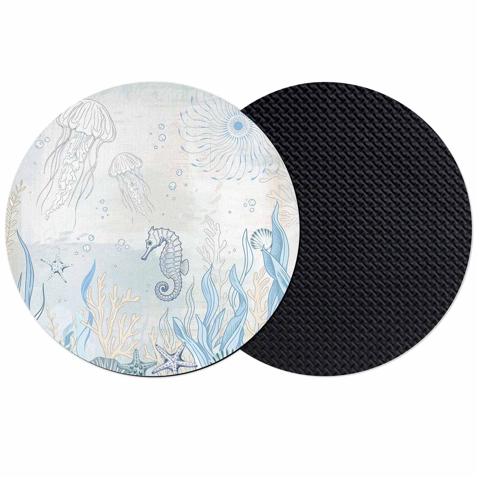 Blue Seahorse Coastal Coasters Set of 2, Absorbent Coasters for Drinks ...