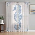 Blue Seahorse Sheer Curtains for Living Room Bedroom Ocean Coastal ...
