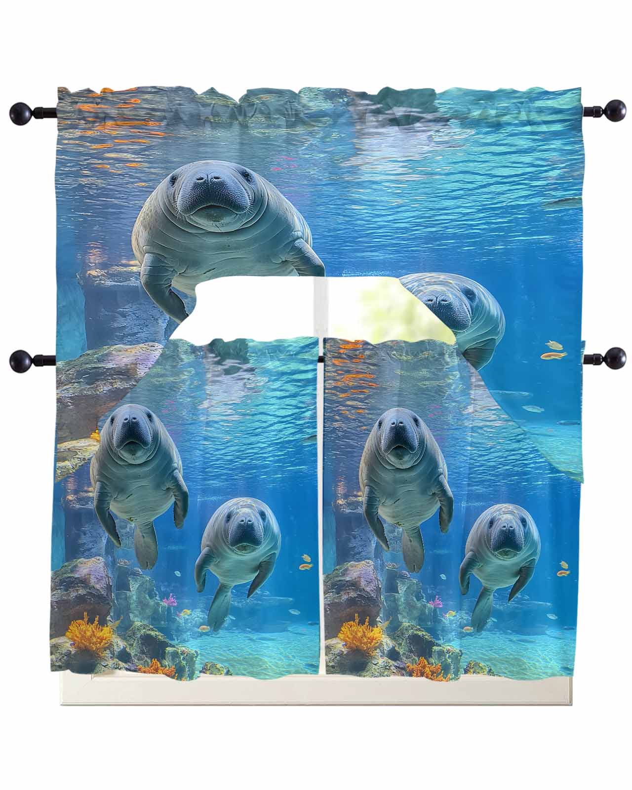 Blue Seal Coastal Kitchen Curtains Swag Valance and Tier Curtains Set ...
